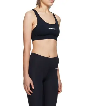 JIL SANDER Logo Printed Sport Bra - Black