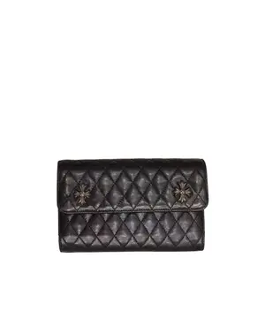 Chrome Hearts Flap Quilted Wallet - Black