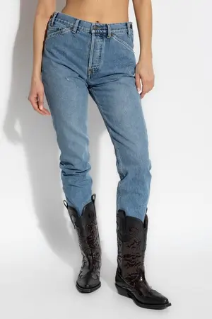 Moschino Cropped Jeans With Logo Patch