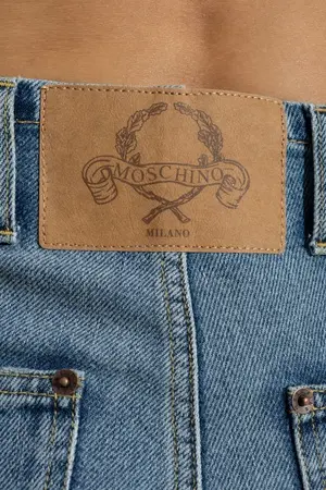 Moschino Cropped Jeans With Logo Patch