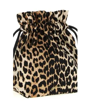 GANNI Leopard Print Drawstring Pouch