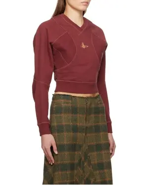 VIVIENNE WESTWOOD Logo Embroidered V-neck Sweatshirt