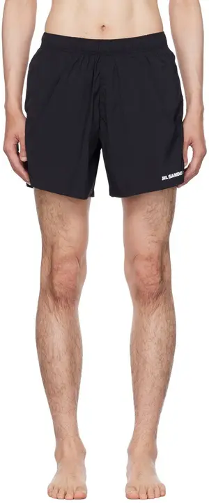 JIL SANDER Logo Elasticated Waist Swim Shorts - Black
