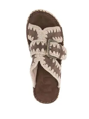 Mou Buckle Strappy Sandals - Brown