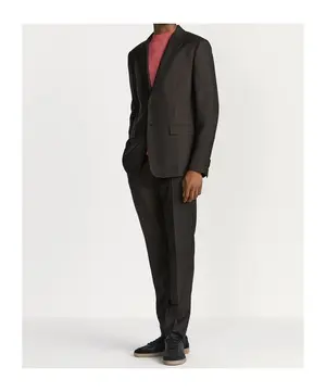 Dior Embroidered Notch Lapel Wool Blend Jacket - Brown