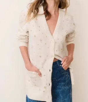 LoveShackFancy Mar Star-pattern Wool Cashmere Blend Cardigan - Venus