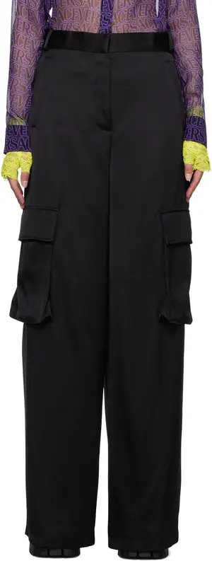 Versace Straight Leg Tailored Pants With Belt Ring - Black