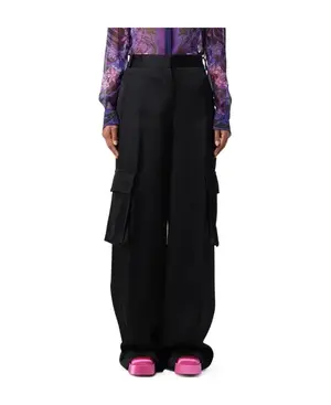 Versace Straight Leg Tailored Pants With Belt Ring
