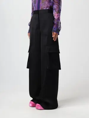 Versace Straight Leg Tailored Pants With Belt Ring