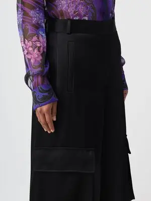 Versace Straight Leg Tailored Pants With Belt Ring