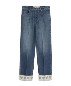 Valentino Garavani High Waist Jeans With Heart Motif