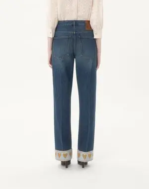 Valentino Garavani High Waist Jeans With Heart Motif