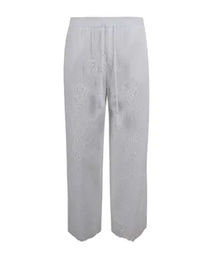 ERMANNO FIRENZE Embroidered Wide-leg Pants - Gray
