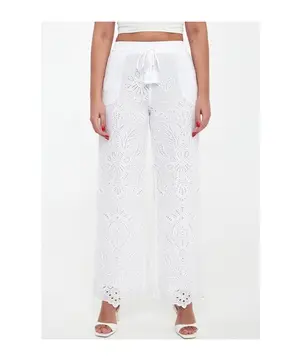 ERMANNO FIRENZE Embroidered Wide-leg Pants - Gray