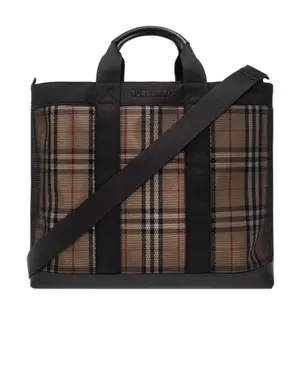Burberry Checked Mesh Tote Bag - Black