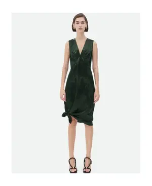 Bottega Veneta V-neck Satin Midi Dress