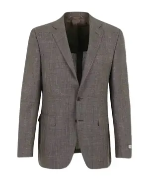 Canali Checked Button Suit - Gray
