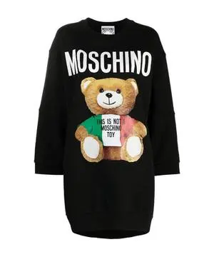 Moschino Teddy Print Sweatshirt Dress - Black
