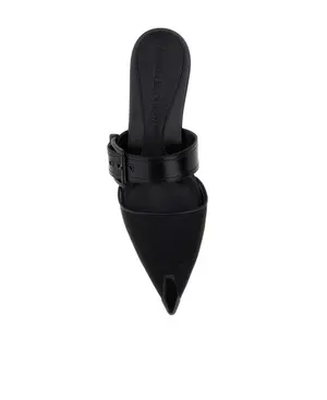 Alexander McQueen Pointed-toe Mesh Slides With Buckle Detail - Black
