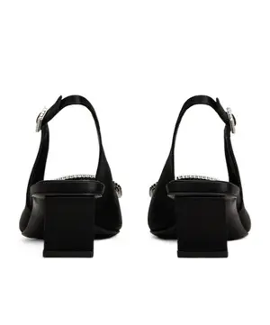 ROGER VIVIER Belle Vivier Slingback Pumps In Satin With Crystal Buckle - Black