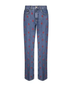 Farm Rio Embroidered Floral Jeans