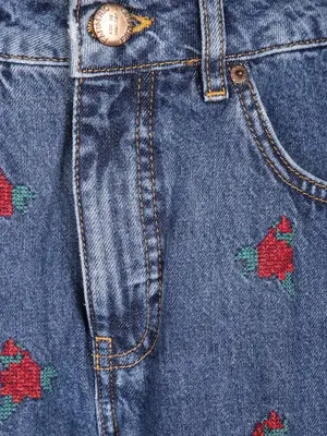 Farm Rio Embroidered Floral Jeans