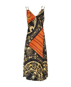 MARINE SERRE Ornament Jewelry-print Regenerated-silk Dress - Black
