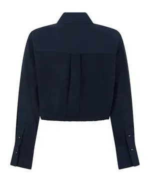 Veronica Beard Wilfred Cropped Shirt With Zip Pocket And Drawstring Hem