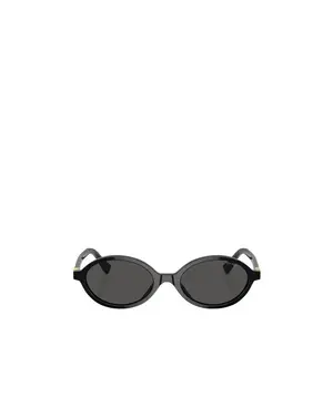 Miu Miu Logo-lettering Oval Sunglasses - Black