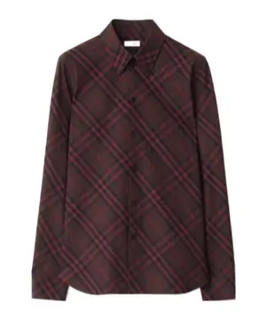 Burberry Slim Fit Check Shirt - Wine Red
