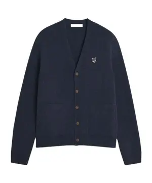 Maison Kitsuné Milano Lambswool Fox Head Cardigan - Classic Navy