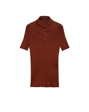 Prada Ribbed Knit Cotton Polo Shirt