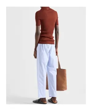 Prada Ribbed Knit Cotton Polo Shirt