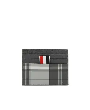 Thom Browne Logo-tag Check-pattern Cardholder - Black