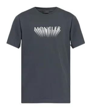 Moncler Logo Printed Crewneck T-shirt - Black