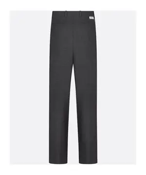 Dior Loose Fit Cashmere Flannel Pants With Embroidered Patch
