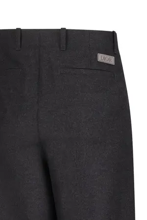 Dior Loose Fit Cashmere Flannel Pants With Embroidered Patch
