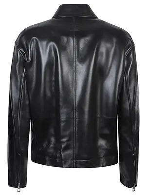Loewe Collared Belted Zip-up Leather Jacket - Black