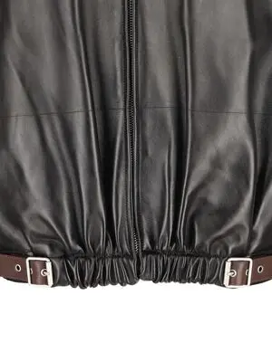 Loewe Collared Belted Zip-up Leather Jacket - Black