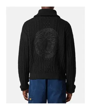 Versace Medusa Zip-up Knitted Cardigan