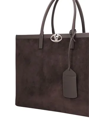 Valentino Garavani Vlogo Suede Tote Bag - Black