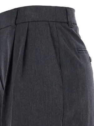 DUNST High-waisted Pleated Wide-leg Trousers - Black