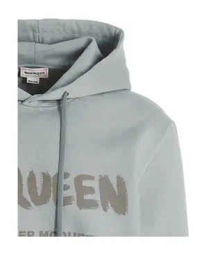 Alexander McQueen Logo Printed Drawstring Hoodie - Gray