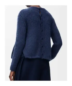 Loewe Embroidered Buttoned Cardigan - Navy Blue