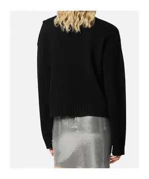 Versace Knitted Jumper With Medusa Hardware - Black