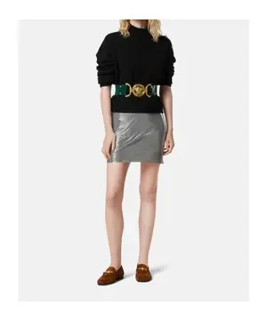 Versace Knitted Jumper With Medusa Hardware - Black