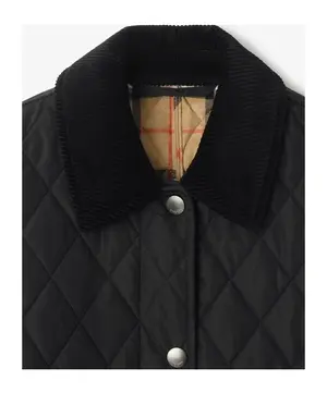 Burberry Quilted Long Sleeve Jacket With Check Lining