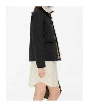 Burberry Quilted Long Sleeve Jacket With Check Lining