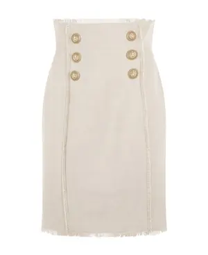 Balmain High-waist Midi Skirt With Button Detail