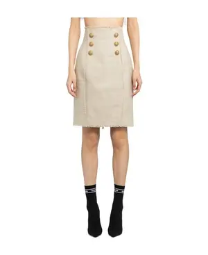 Balmain High-waist Midi Skirt With Button Detail